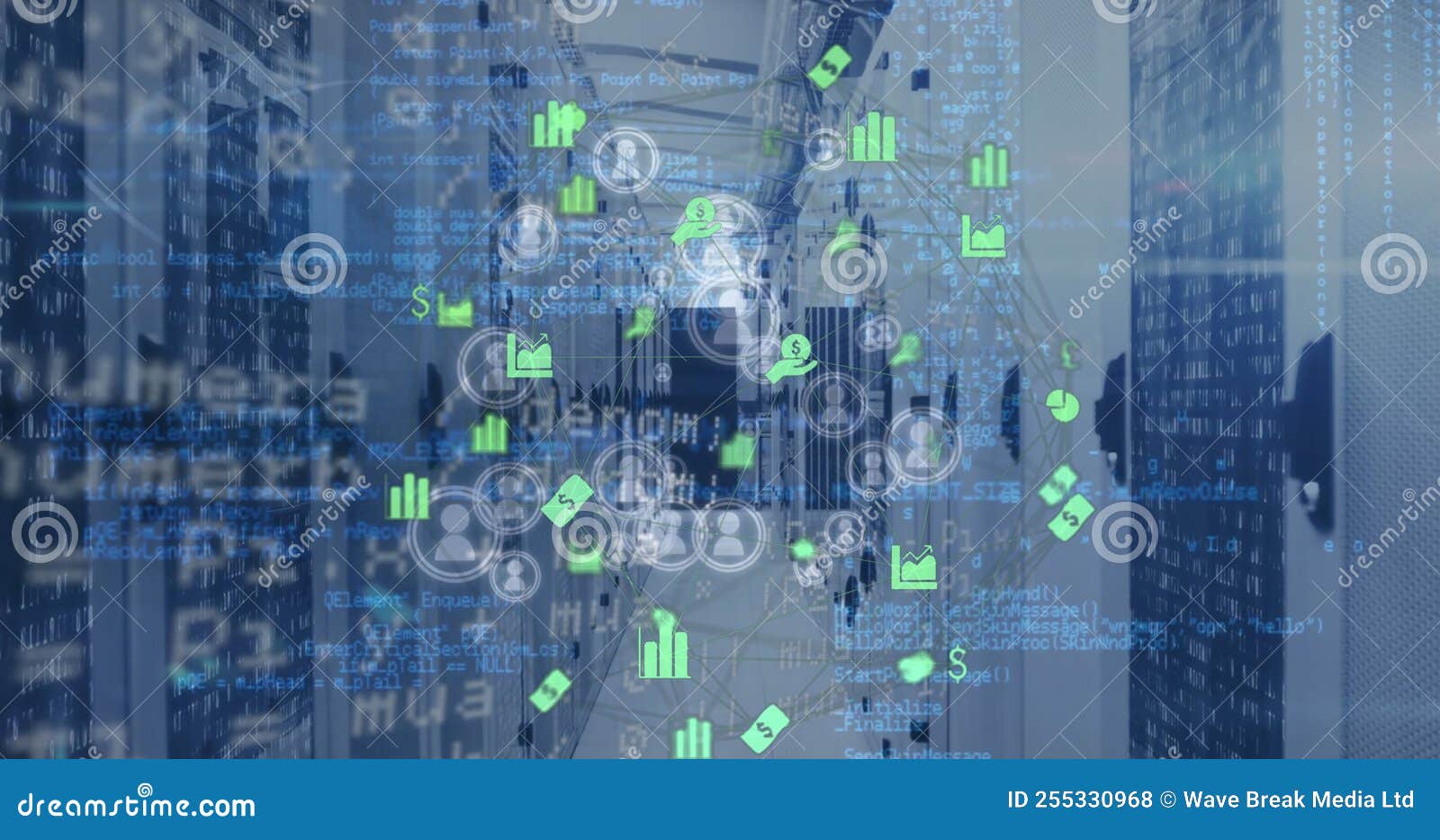 Image of Globe of Financial Icons, Profile Icons and Data Processing ...