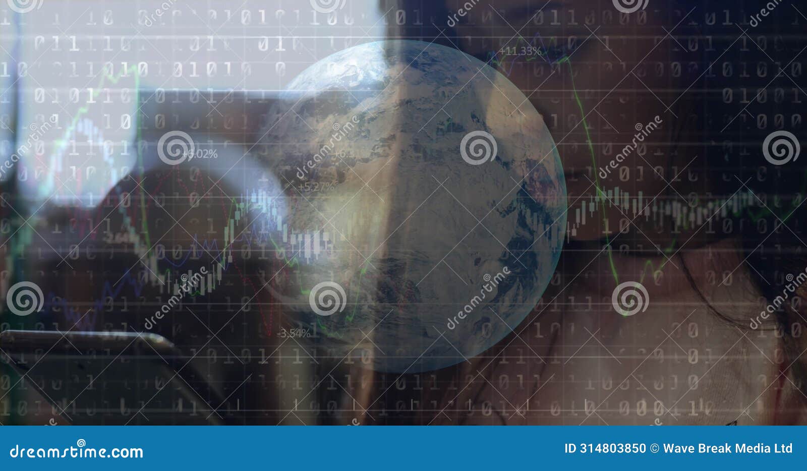 Image of Globe, Graphs and Binary Codes Over Asian Teenage Girl ...