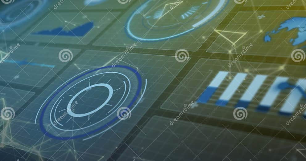 Image of Globe, Loading Circles, Graphs and Connected Dots Over ...