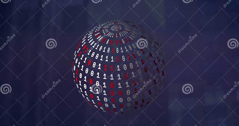 Image of Globe with Network of Connections Over Binary Coding Stock Illustration - Illustration ...