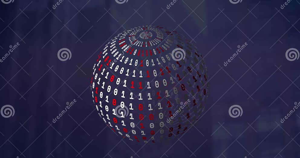 Image of Globe with Network of Connections Over Binary Coding Stock Illustration - Illustration ...