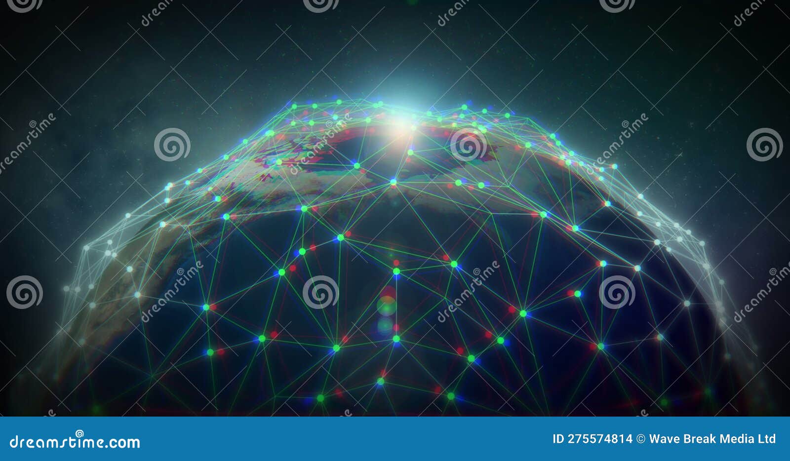 Image of Globe with Network of Connections Over Stars Stock ...