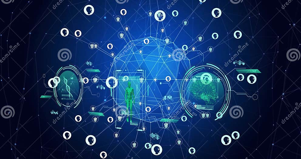 Image of Globe with Networks of Connections, Scientific Data Processing ...