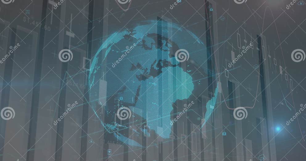 Image of Globe Over Data Processing Stock Photo - Image of global ...