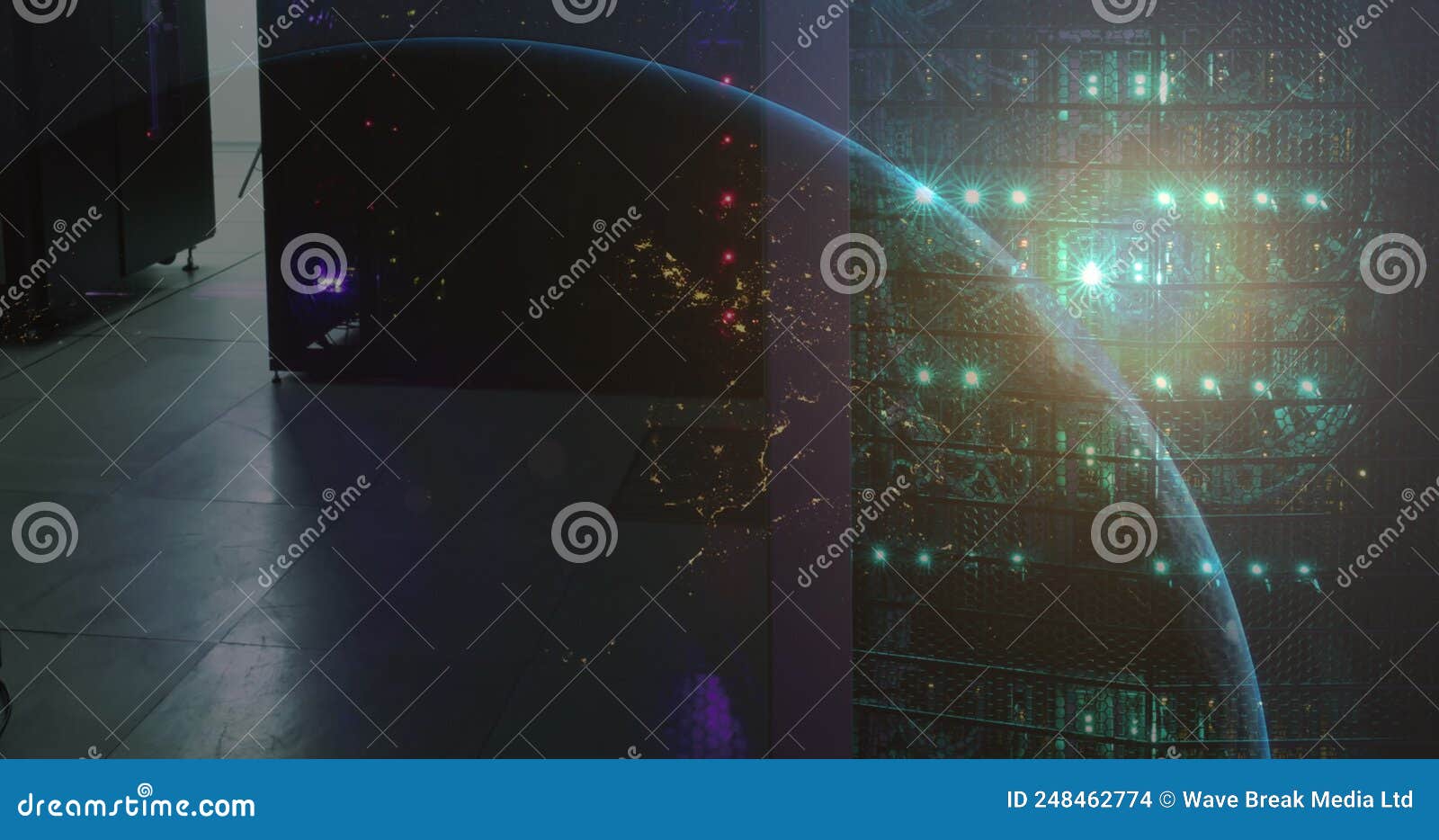 Image of Globe Over Server Room Stock Illustration - Illustration of ...