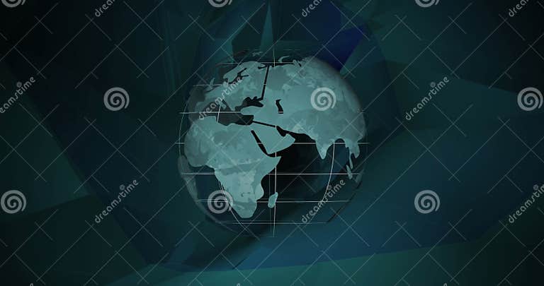 Image of Globe with World Map Over Digital Space with Shapes Stock ...