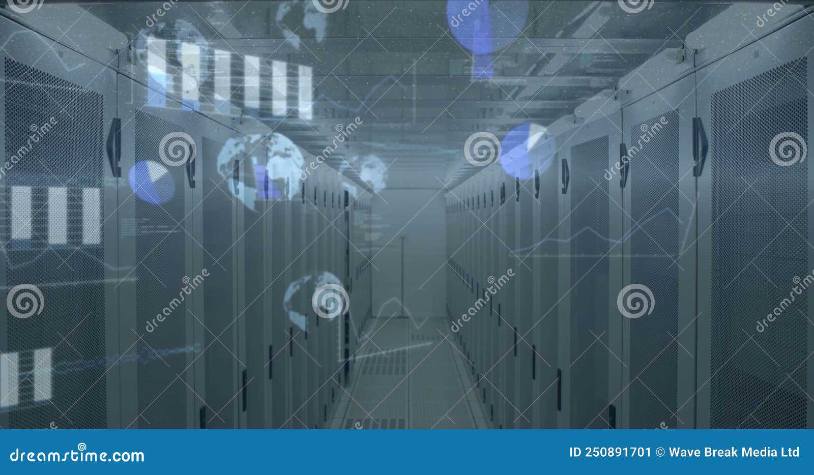Image of Globes, Charts and Information Moving Over Computer Servers in Background Stock ...