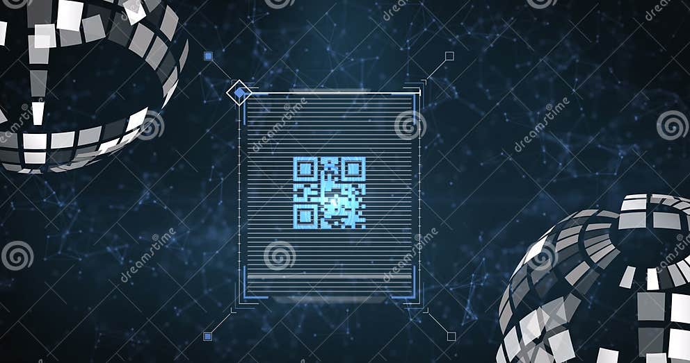Image of Globes and Qr Code on Black Background Stock Photo - Image of ...