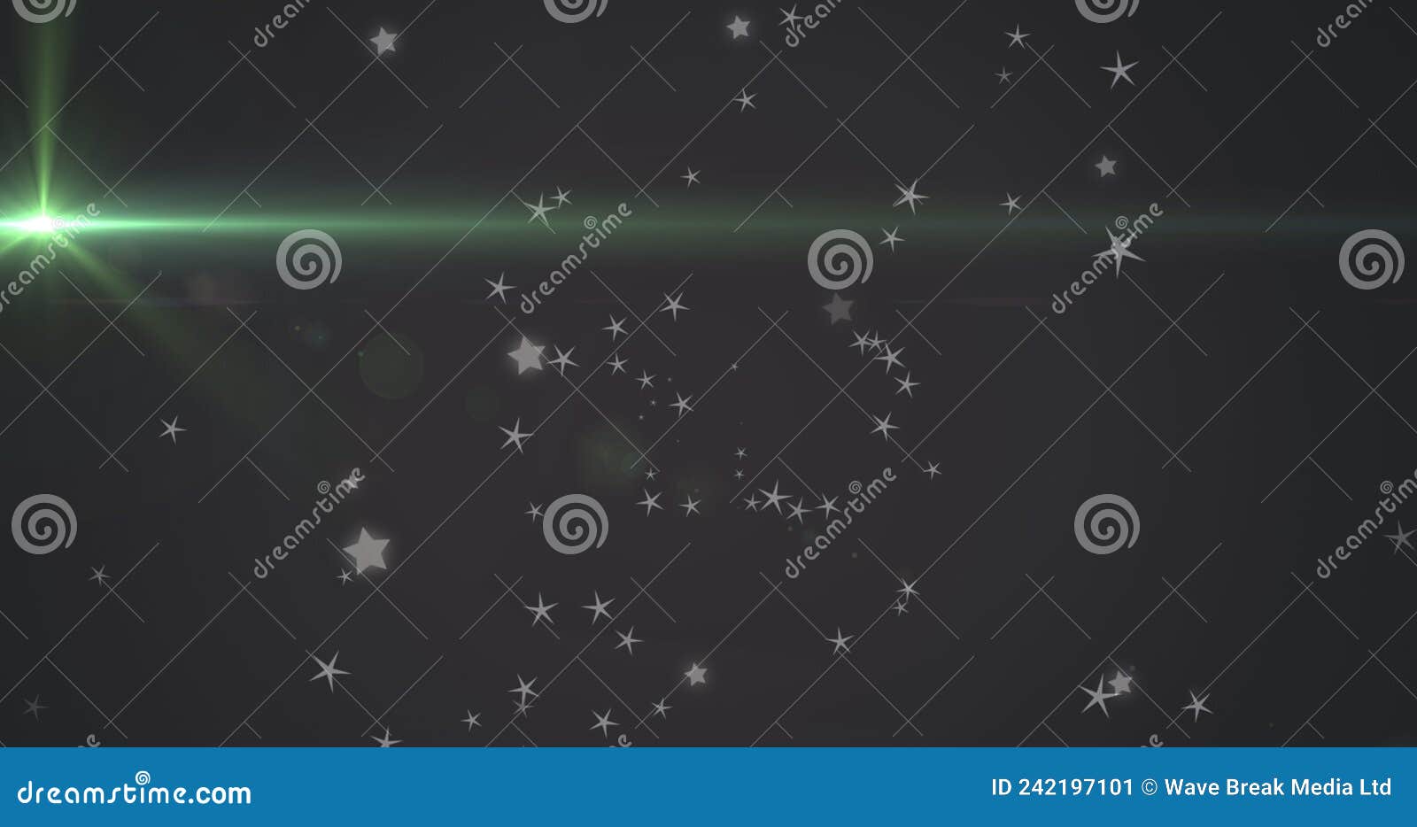 Image of Glowing Green Light Moving Over Stars in Background Stock ...