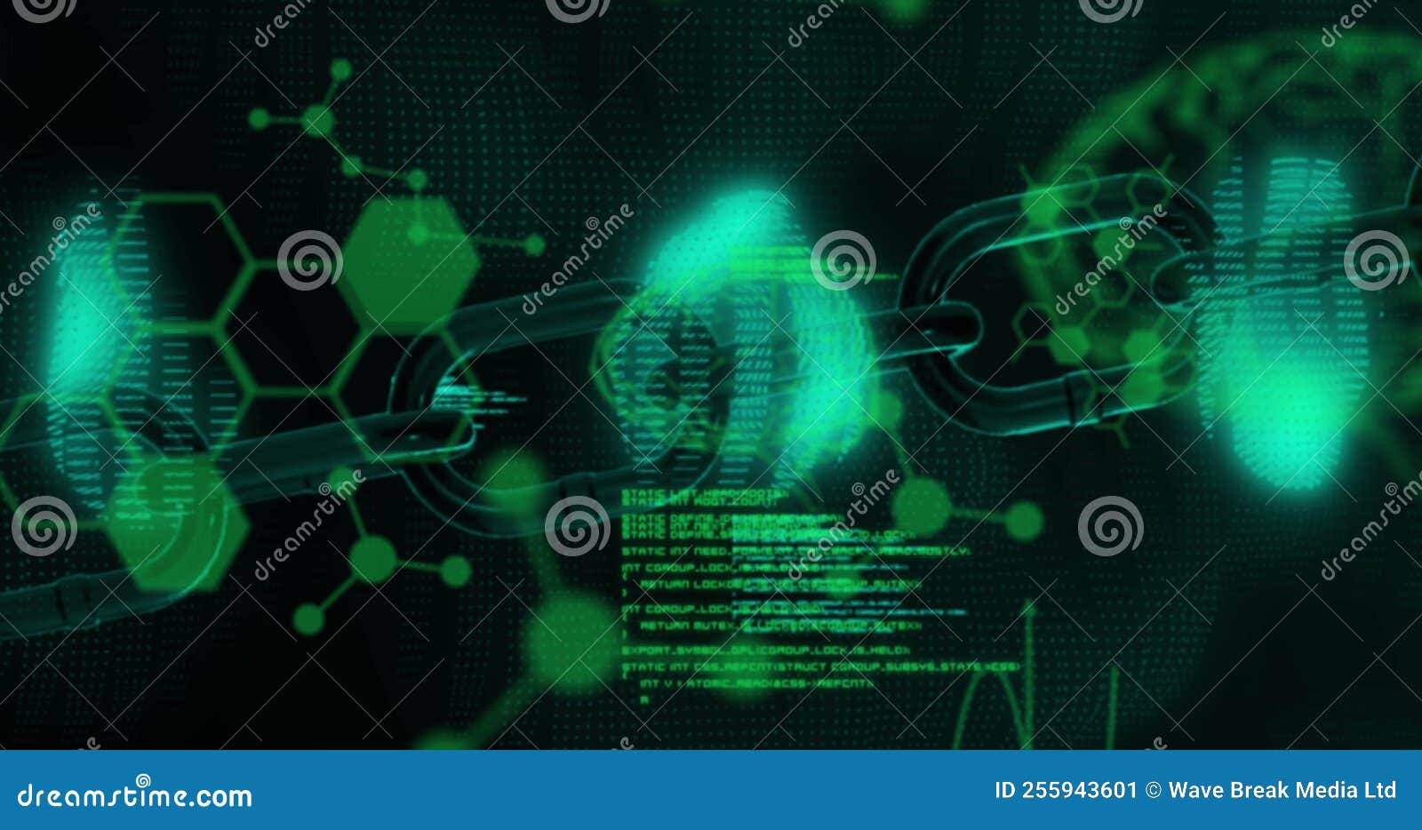 Image of Glowing Green Research Data and Information Processing on ...