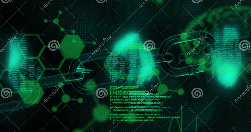 Image of Glowing Green Research Data and Information Processing on ...