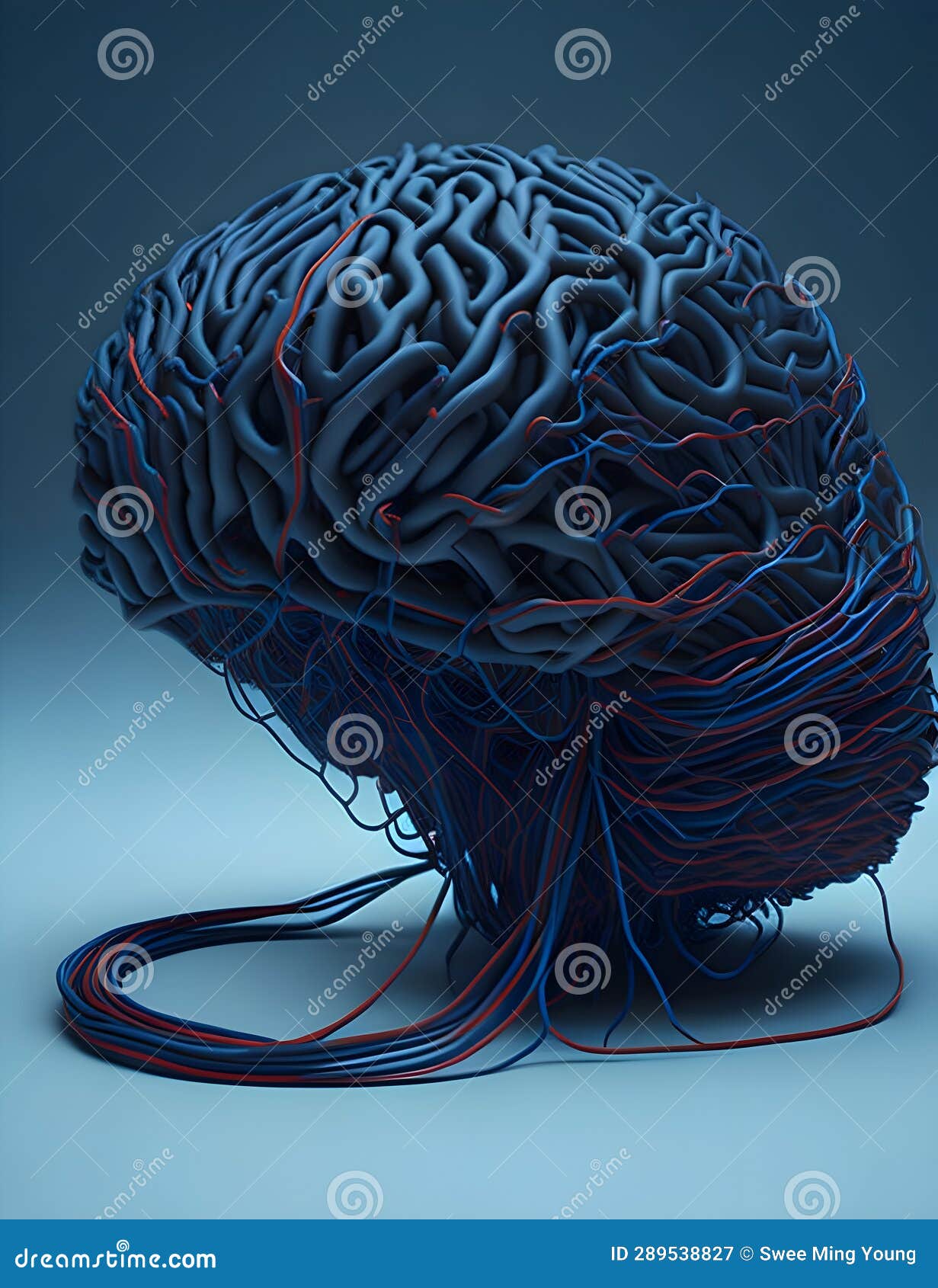 Image of a Glowing Human-liked Brain Made of Intricate Wires and Cables ...