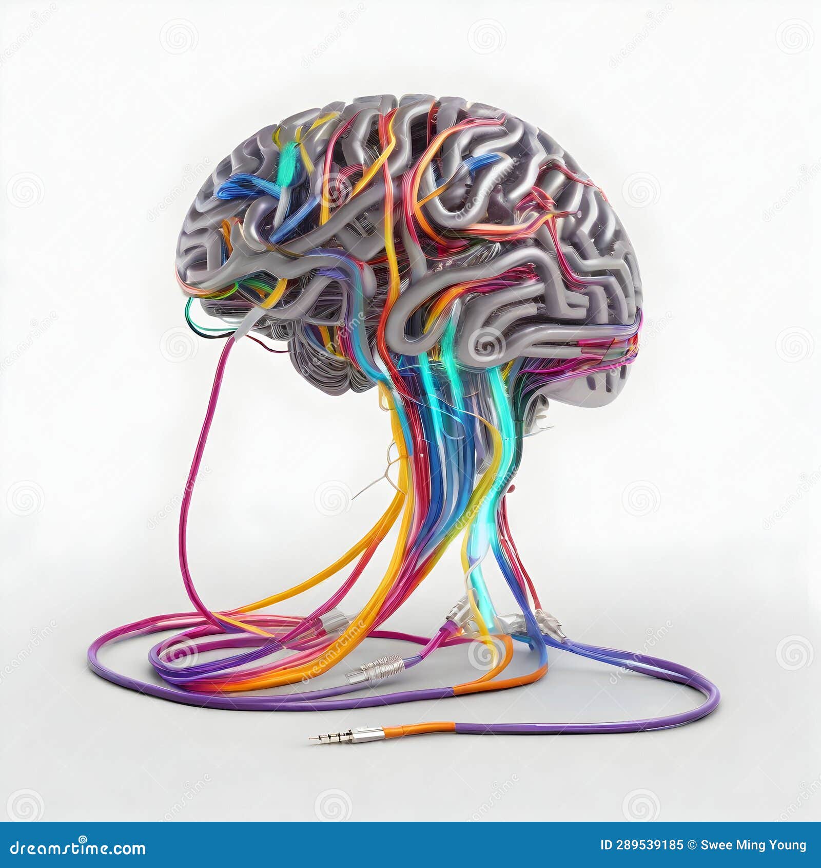 Image of a Glowing Human-liked Brain Made of Intricate Wires and Cables ...