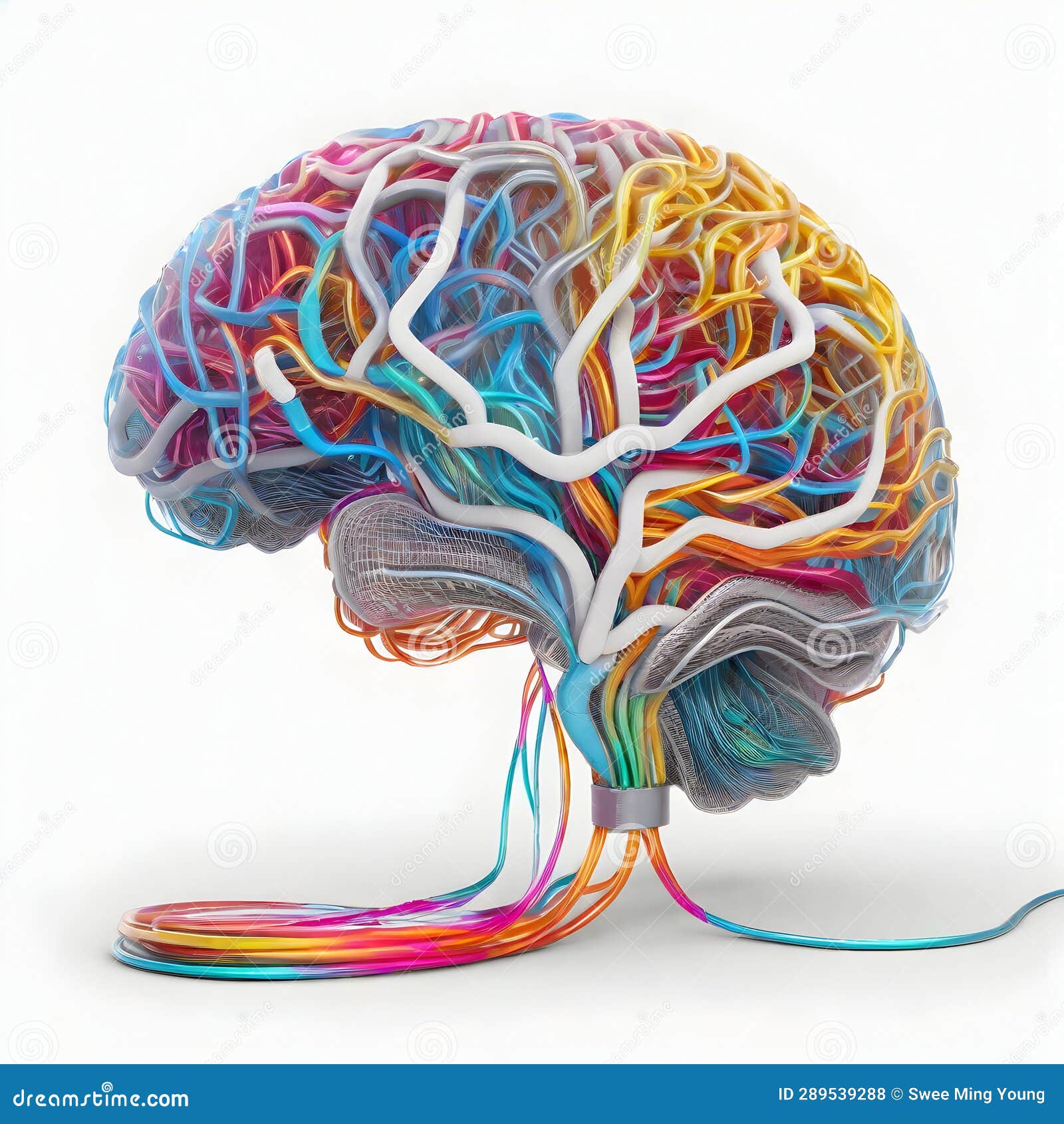Image of a Glowing Human-liked Brain Made of Intricate Wires and Cables ...