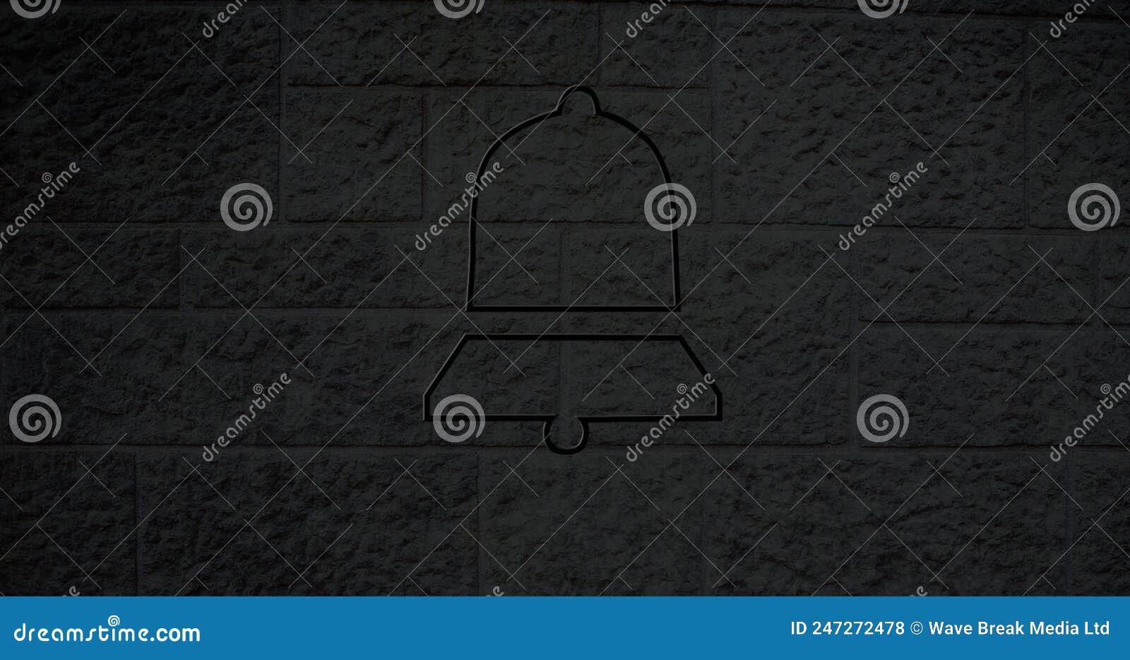 Image of Glowing Neon Bell Icon on Brick Wall Stock Illustration ...