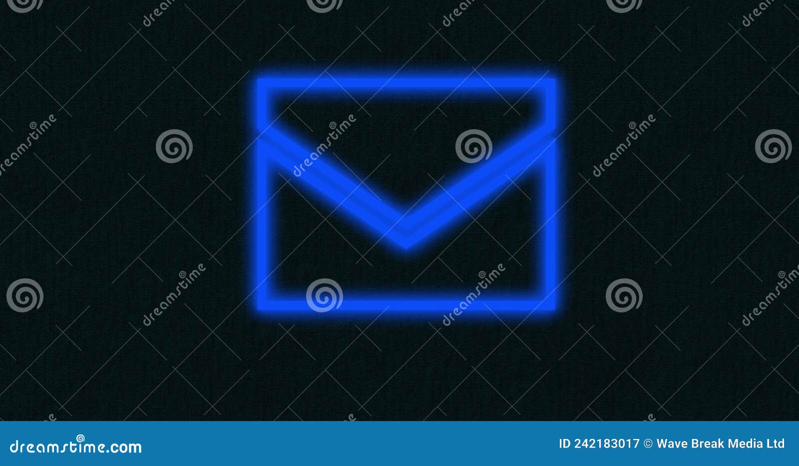 Image of Glowing Neon Envelope Icon on Black Background Stock ...