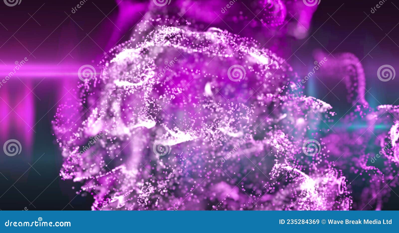 Image of Glowing Pink Particles and Lights Moving on Black Background ...