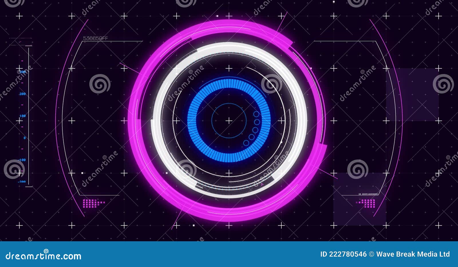 Image of Glowing Scope Scanning and Spinning with Markers on Grid ...