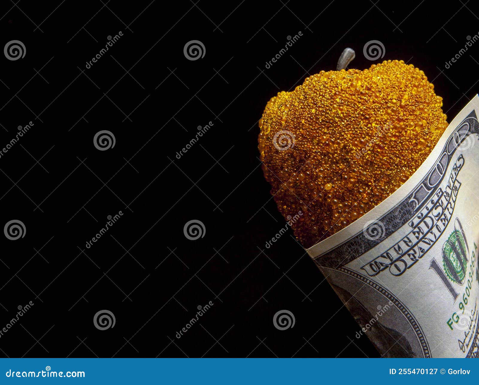 Image of Gold Apple Money Banknote Dark Background Stock Image - Image ...