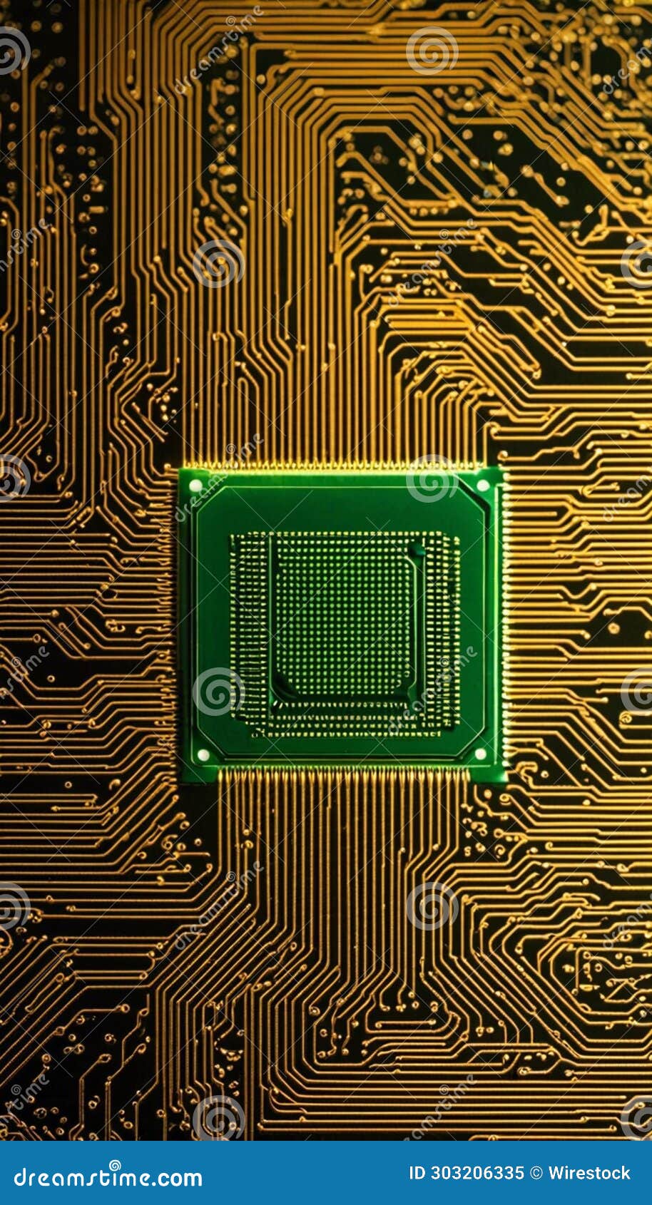 An Image of a Gold Chip on Computer Board Stock Stock Illustration ...