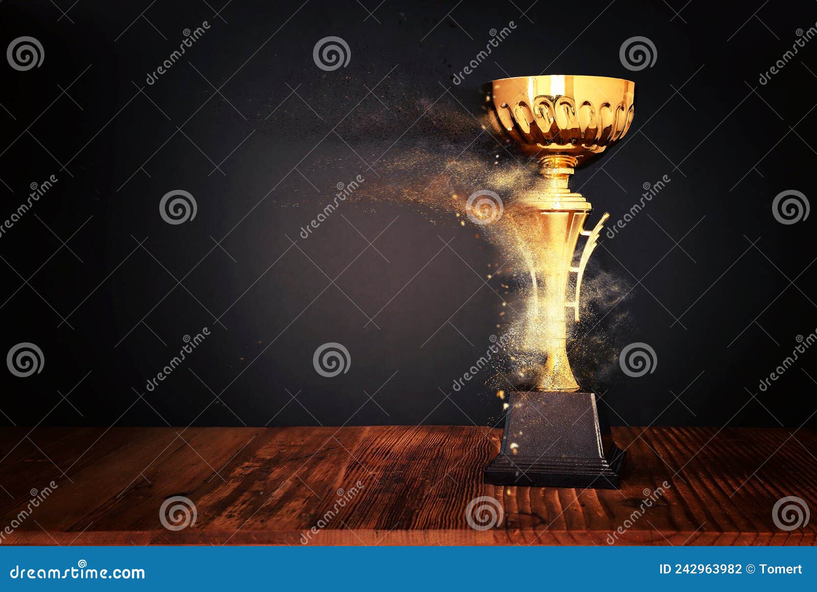 Image of Gold Trophy Over Dark Background Stock Photo - Image of ...