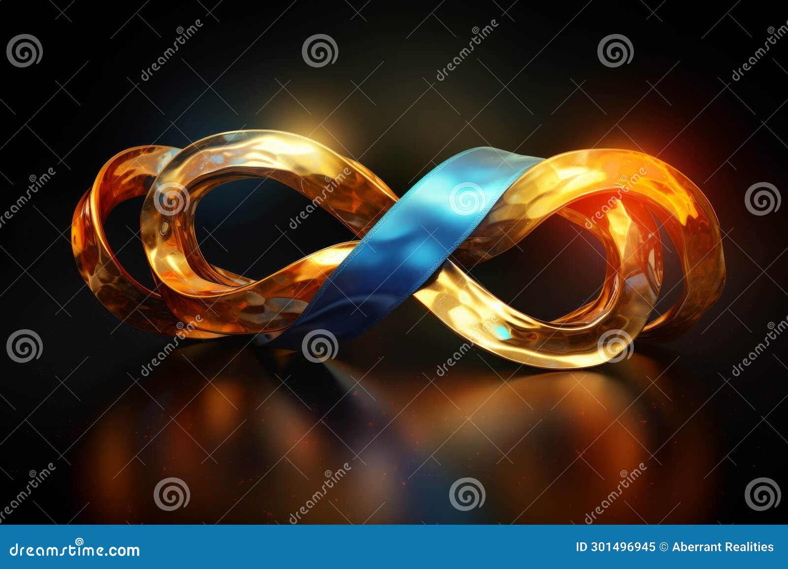 An Image of a Golden and Blue Infinity Symbol on a Black Background ...