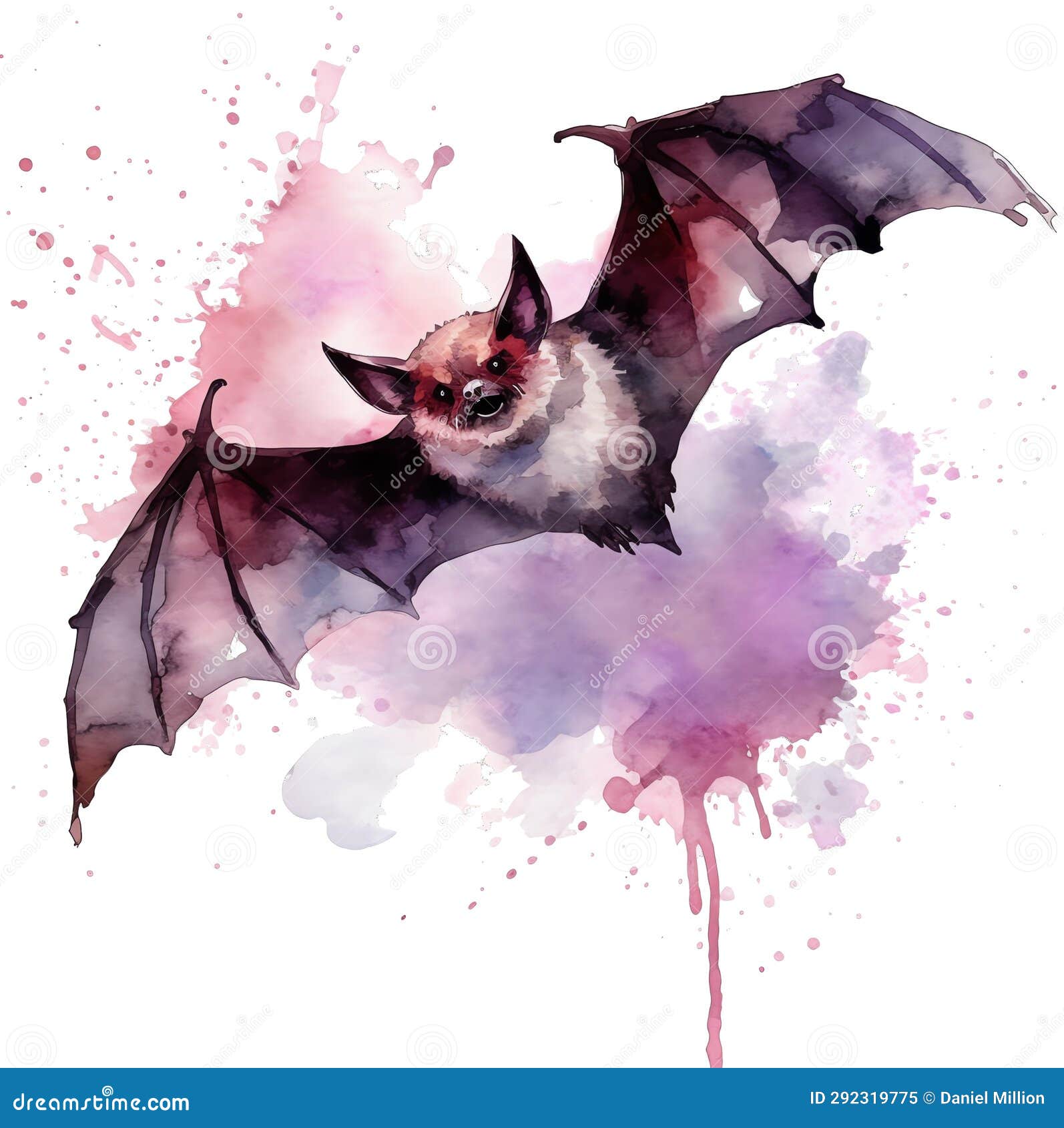 Gothic Bat Watercolor Illustration Stock Illustration - Illustration of ...