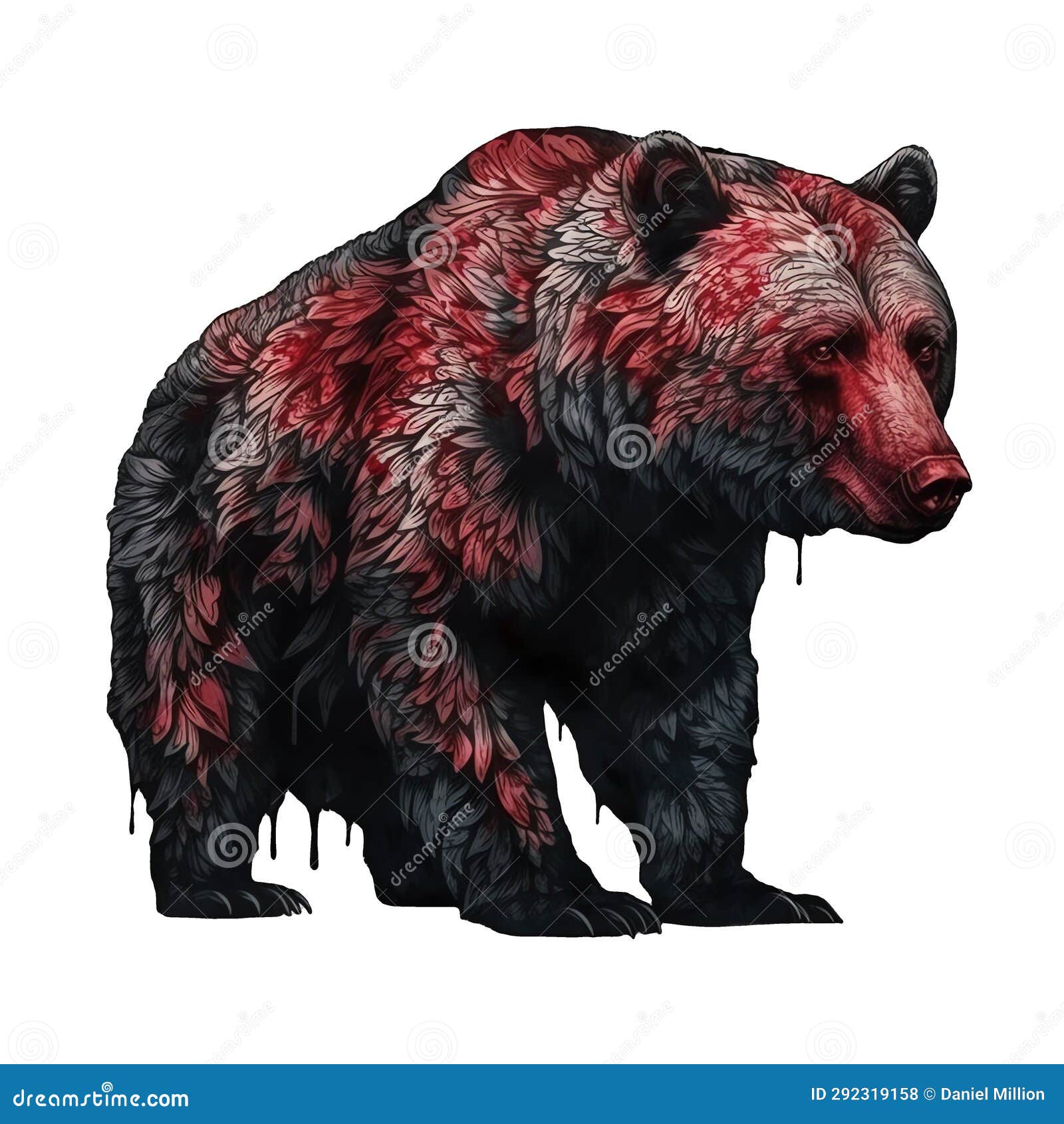 Gothic Bear Watercolor Illustration Stock Illustration - Illustration ...