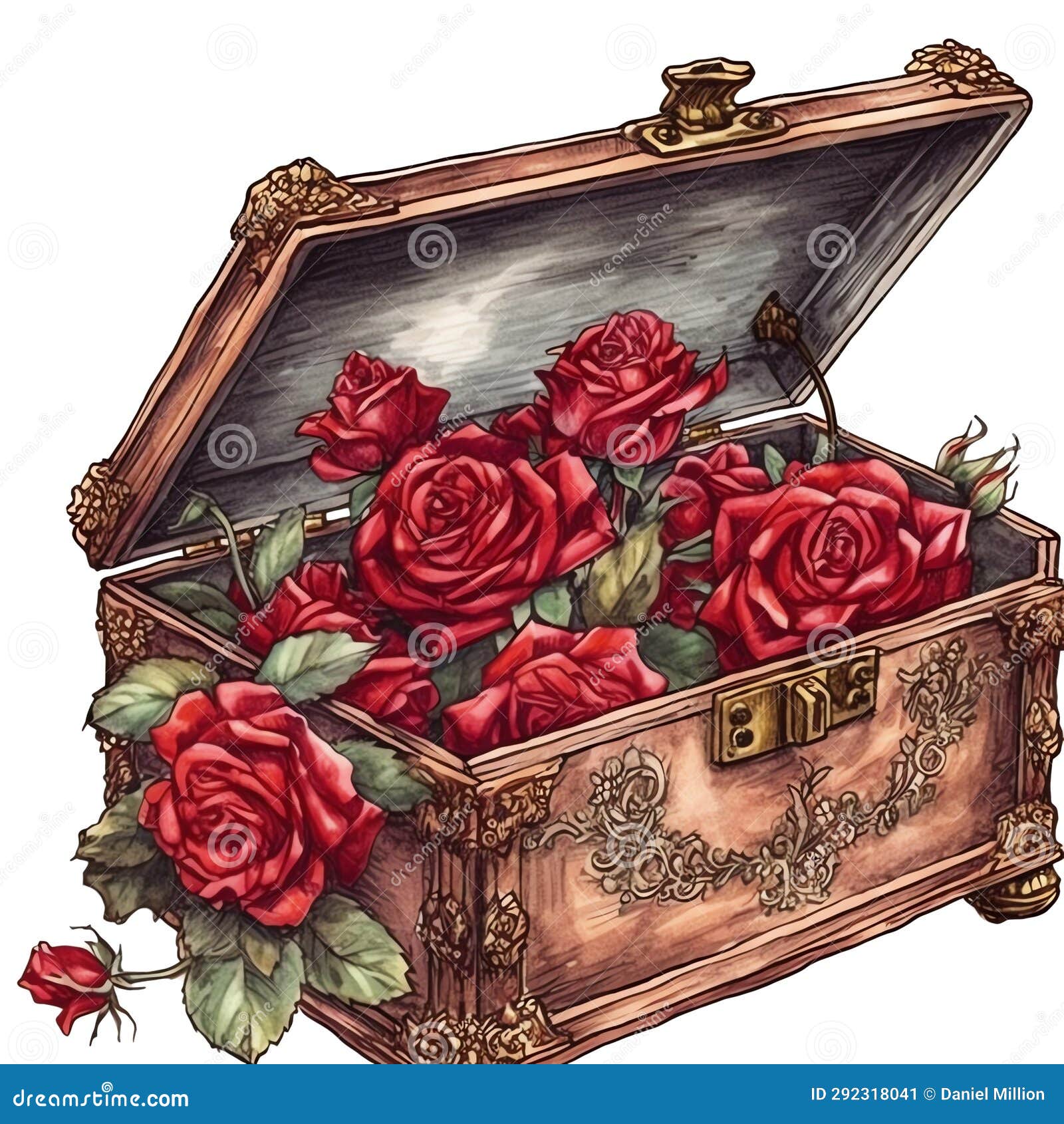 Gothic Box Watercolor Illustration Stock Illustration - Illustration of ...