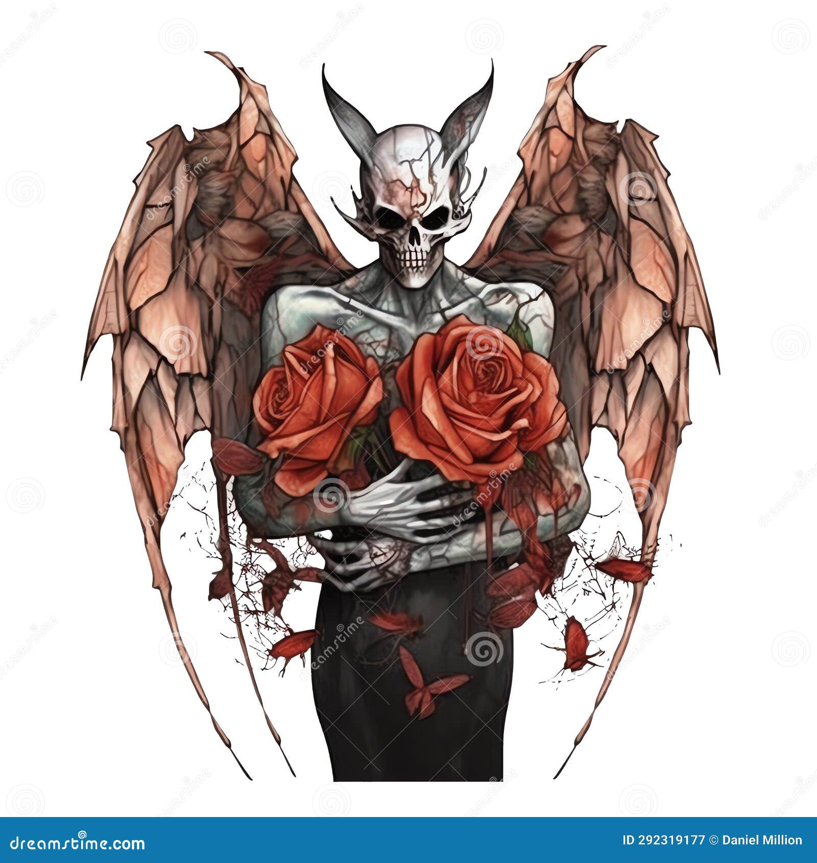 Gothic Demon Watercolor Illustration Stock Illustration - Illustration ...