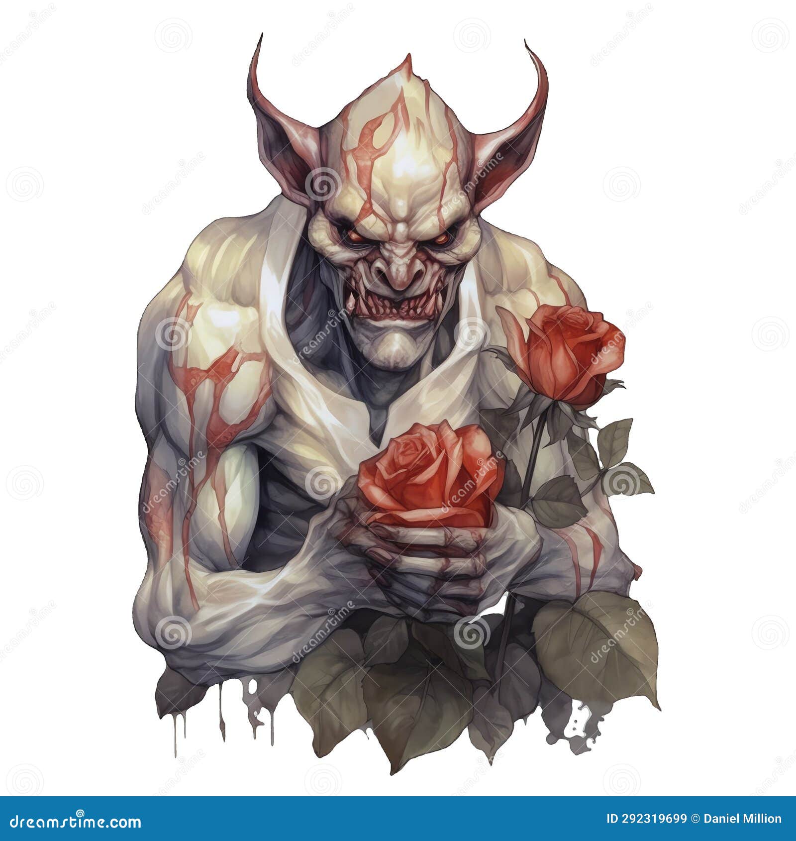 Gothic Demon Watercolor Illustration Stock Illustration - Illustration ...