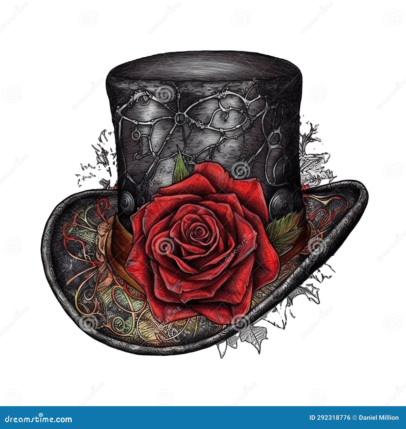 Gothic Hat Watercolor Illustration Stock Illustration - Illustration of ...