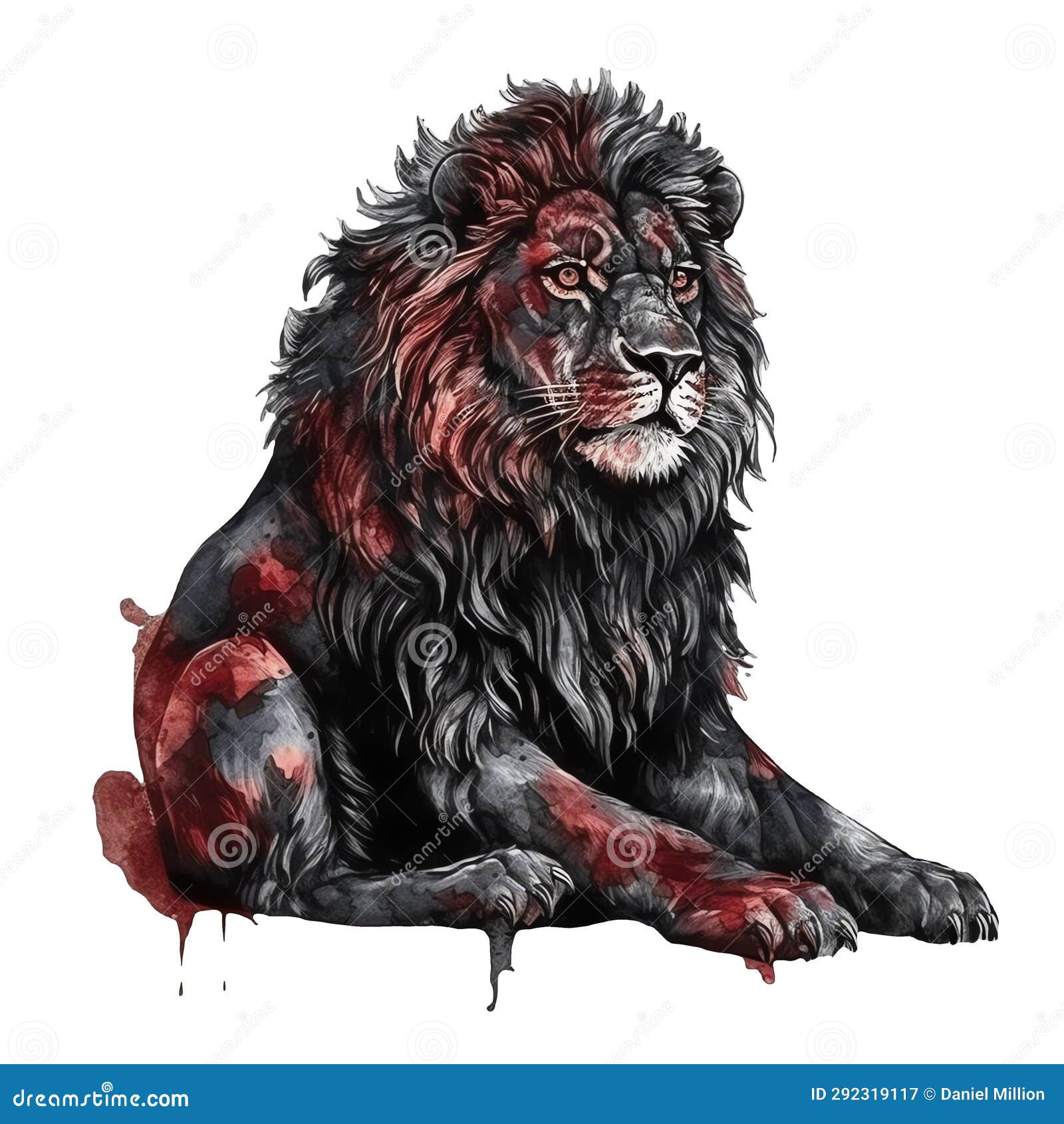 Gothic Lion Watercolor Illustration Stock Illustration - Illustration ...