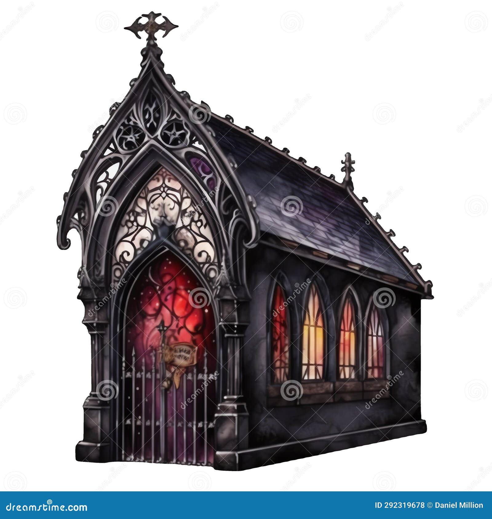 Gothic Mantion Watercolor Illustration | CartoonDealer.com #319845663