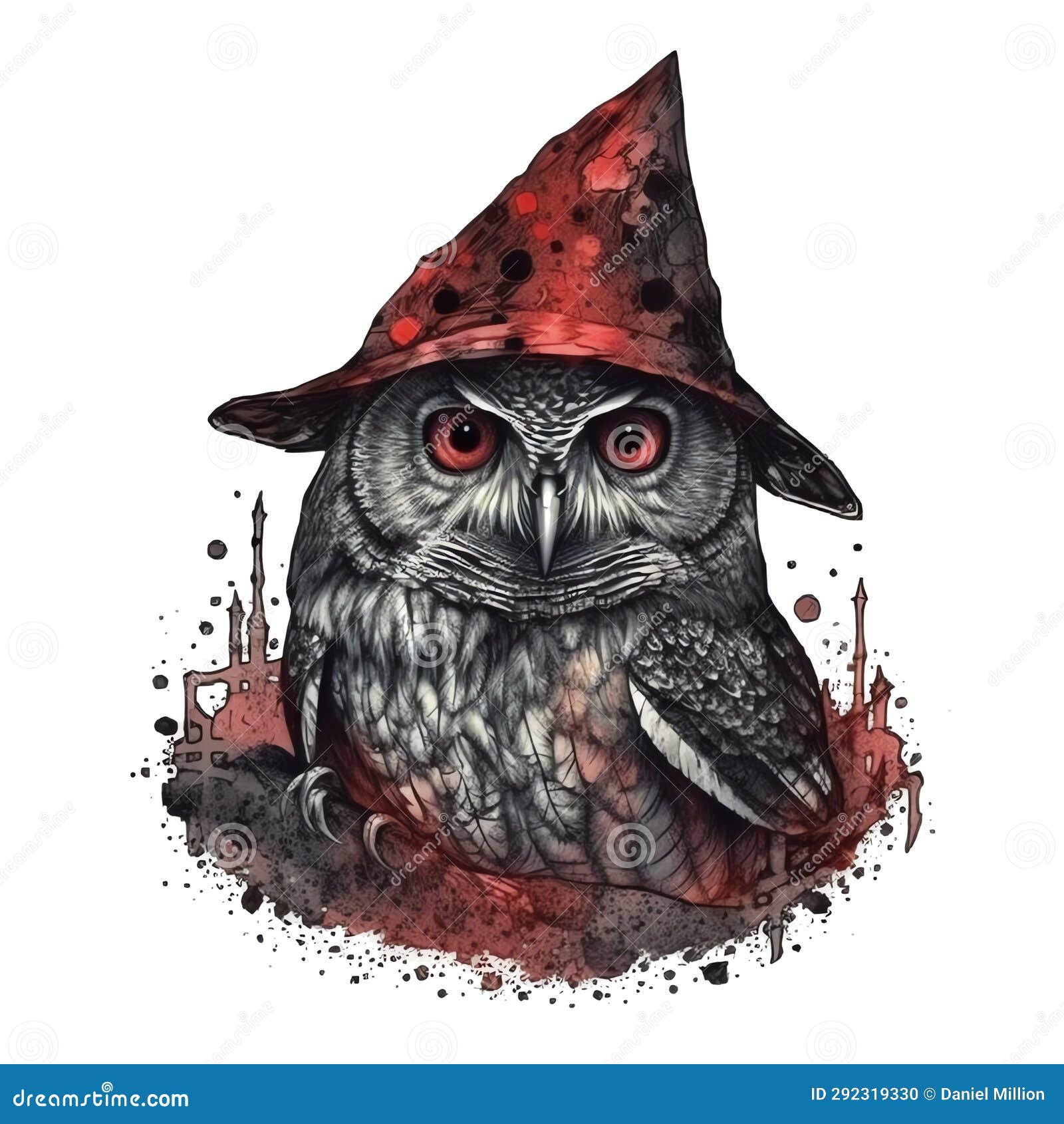 Gothic Owl Watercolor Illustration Stock Illustration - Illustration of ...