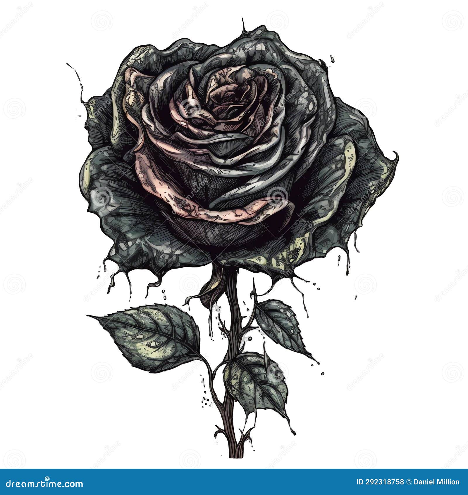 Gothic Roses Watercolor Illustration Stock Illustration - Illustration ...
