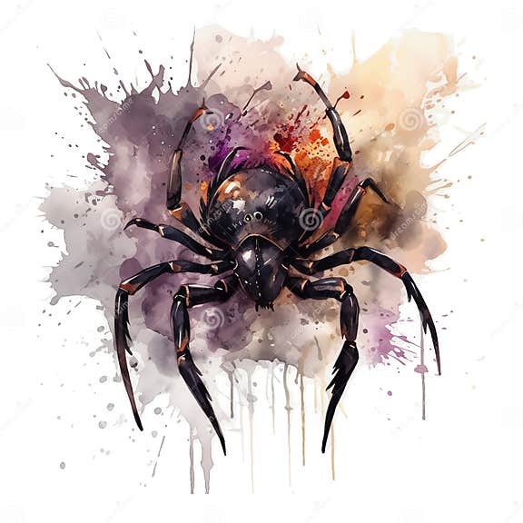 Gothic Spider Watercolor Illustration Stock Illustration - Illustration ...