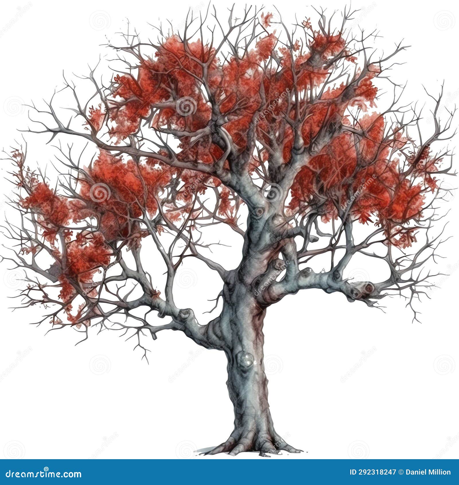 Gothic Trees Watercolor Illustration Stock Illustration - Illustration ...