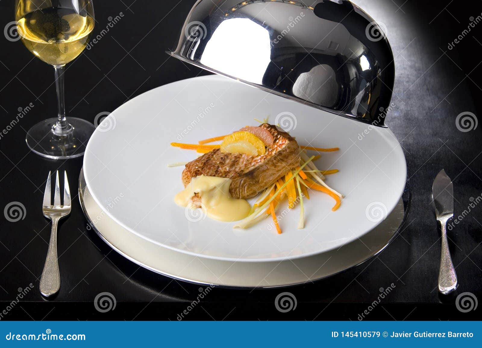 Image of gourmet fish dish stock image. Image of fish - 145410579