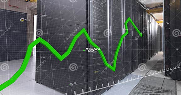 Image of Graph with Changing Numbers Over Illuminated Data Server Racks in Server Room Stock ...