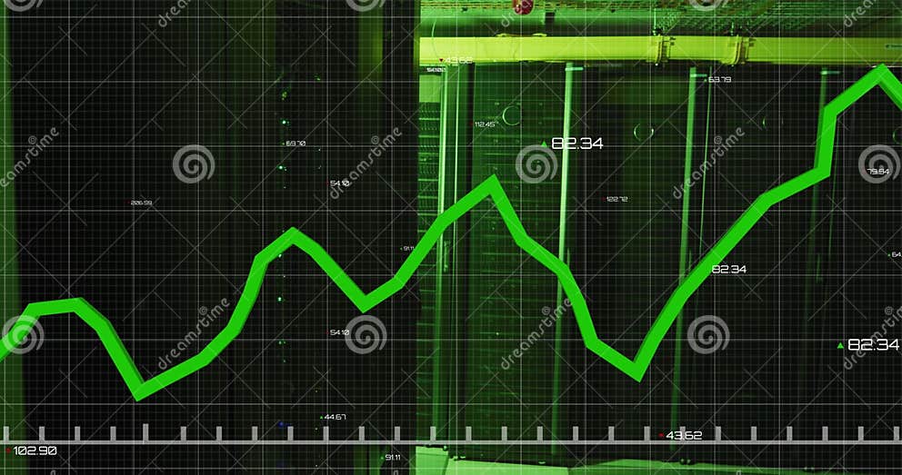 Image of Graph with Changing Numbers Over Illuminated Data Server Racks in Server Room Stock ...