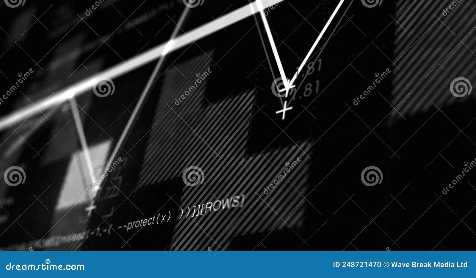 Image of Graph and Data Over Black Background with White Shapes Stock ...