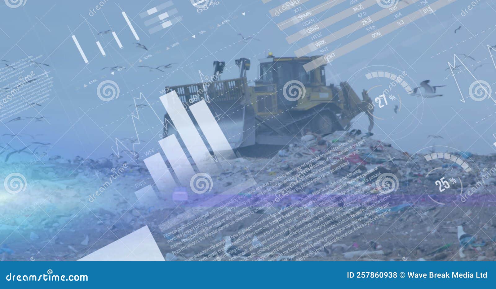 Image of Graph and Data Over Bulldozer on Waste Dump Stock Photo ...