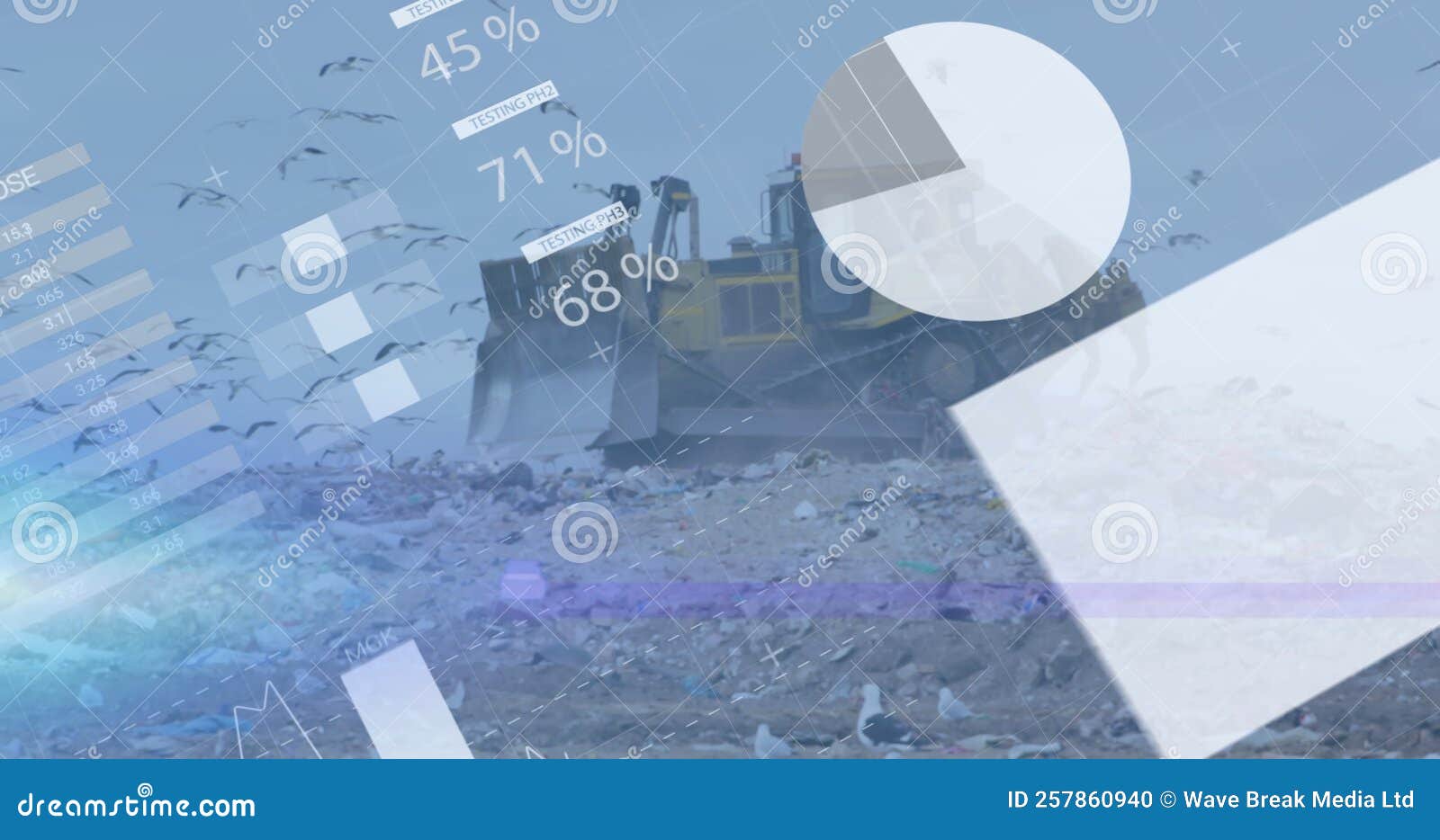 Image of Graph and Data Over Bulldozer on Waste Dump Stock Photo ...