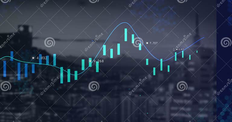 Image of Graph with Fluctuating Data Points Displayed on Digital Screen ...