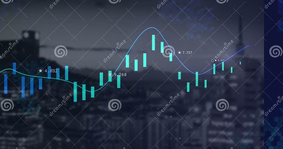 Image of Graph with Fluctuating Data Points Displayed on Digital Screen ...