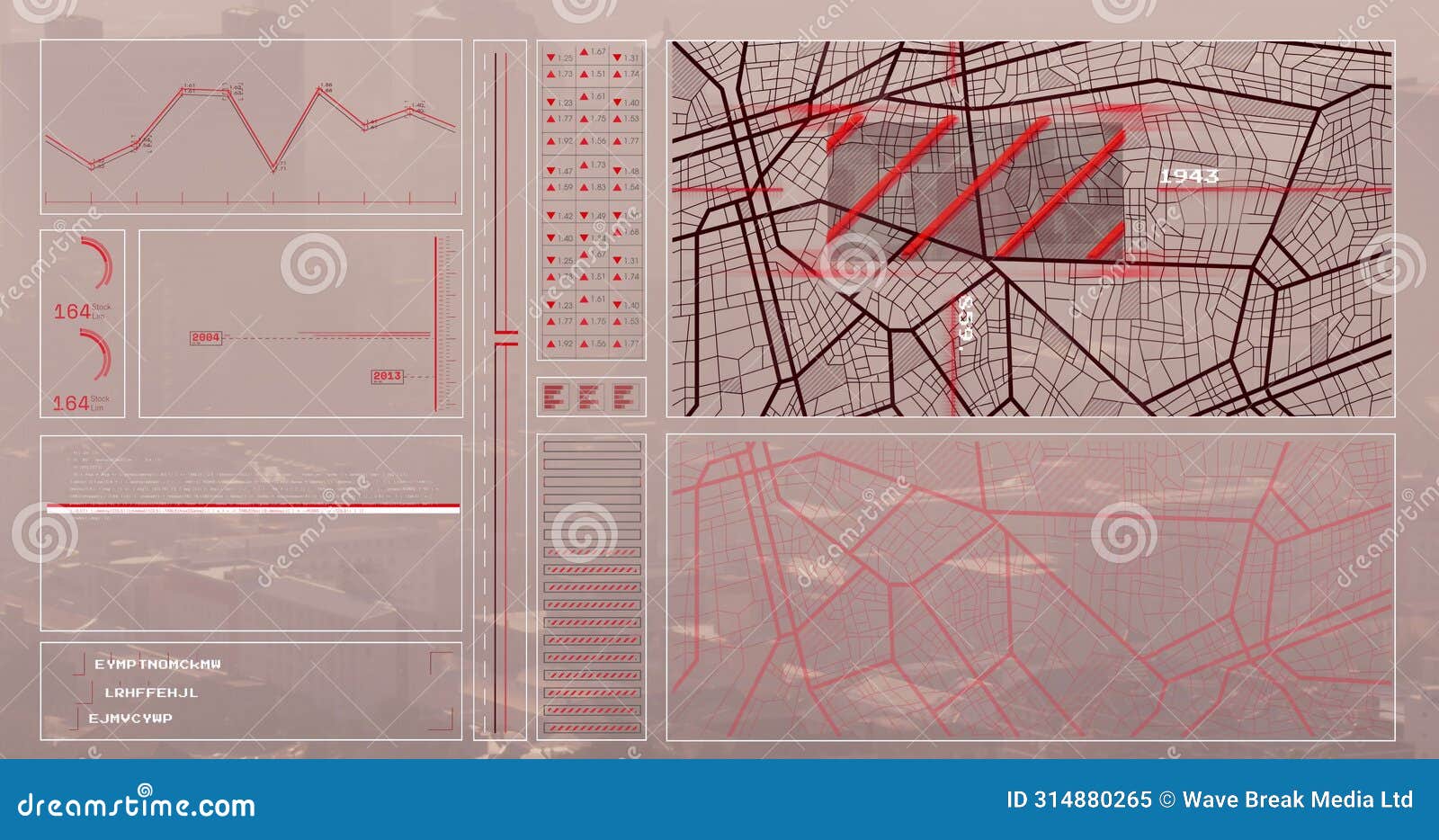 Image of Graph, Loading Circles, Bars, Navigation Pattern and Computer Language Over Modern City ...