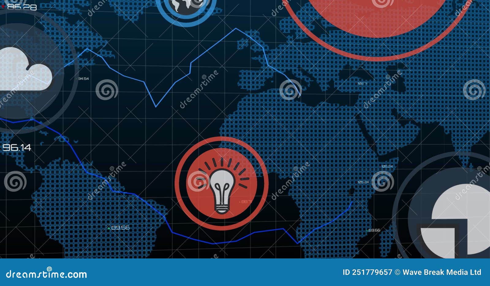 Image of Graph Over Data Processing and People Digital Icons Stock ...