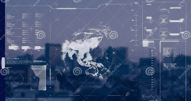 Image of Graphical Infographic Interface Screen with Rotating Glove ...