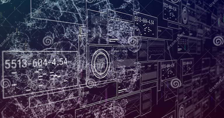 Image of Graphs, Changing Number, Loading Circle, Bars, Connected Dots Forming Abstract Pattern ...